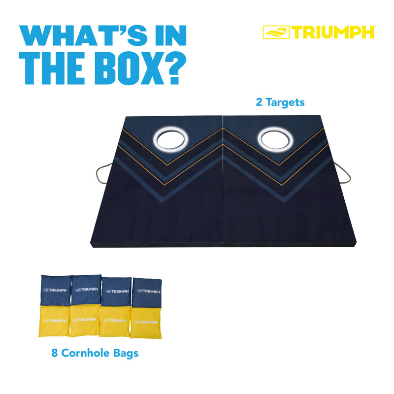 Triumph Sports Triumph Led Blue And Yellow 2X3 Cornhole Set Triumph Sports Triumph Led Blue And Yellow 2X3 Cornhole Set